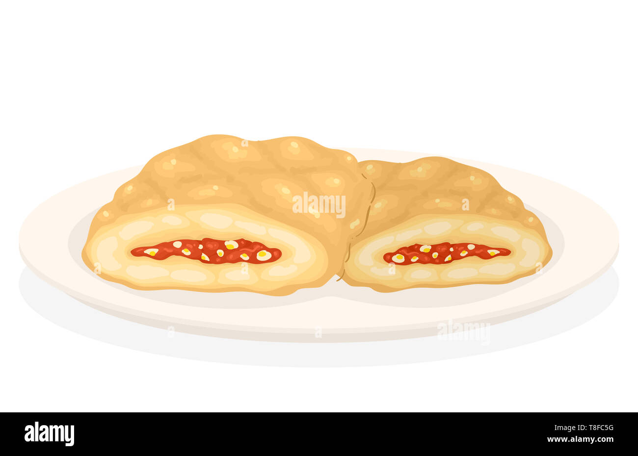 Illustration of Spanish Easter Bread or Hornazo with Meat Fillings ...