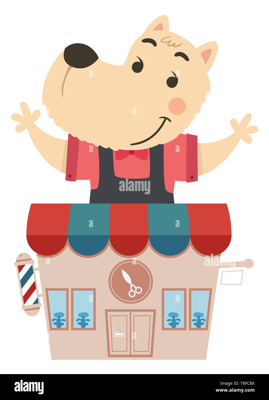 Illustration of a Dog Barber Standing from His Barber Shop Stock Photo ...