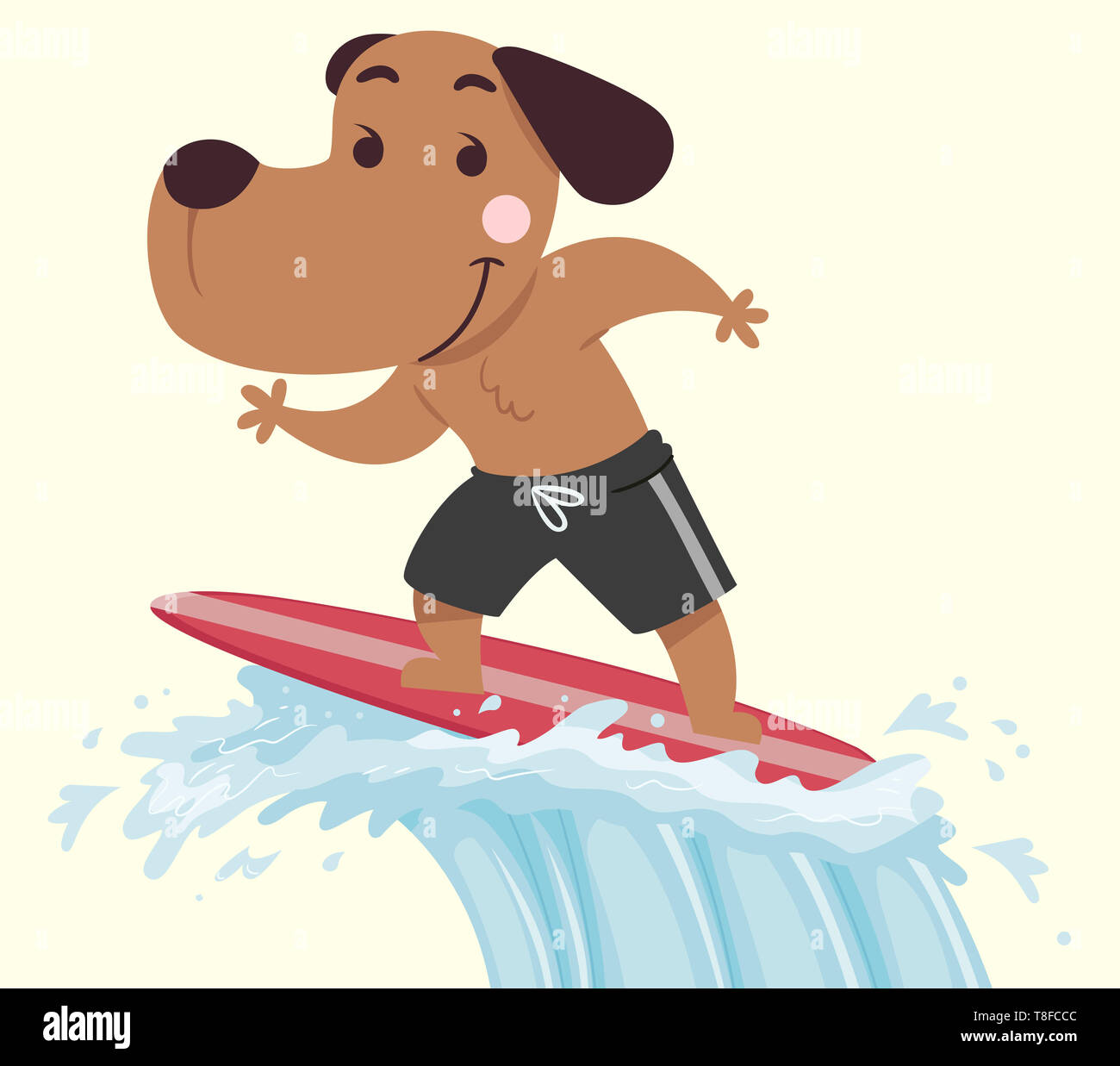 Illustration of a Dog Surfing the Waves Stock Photo - Alamy