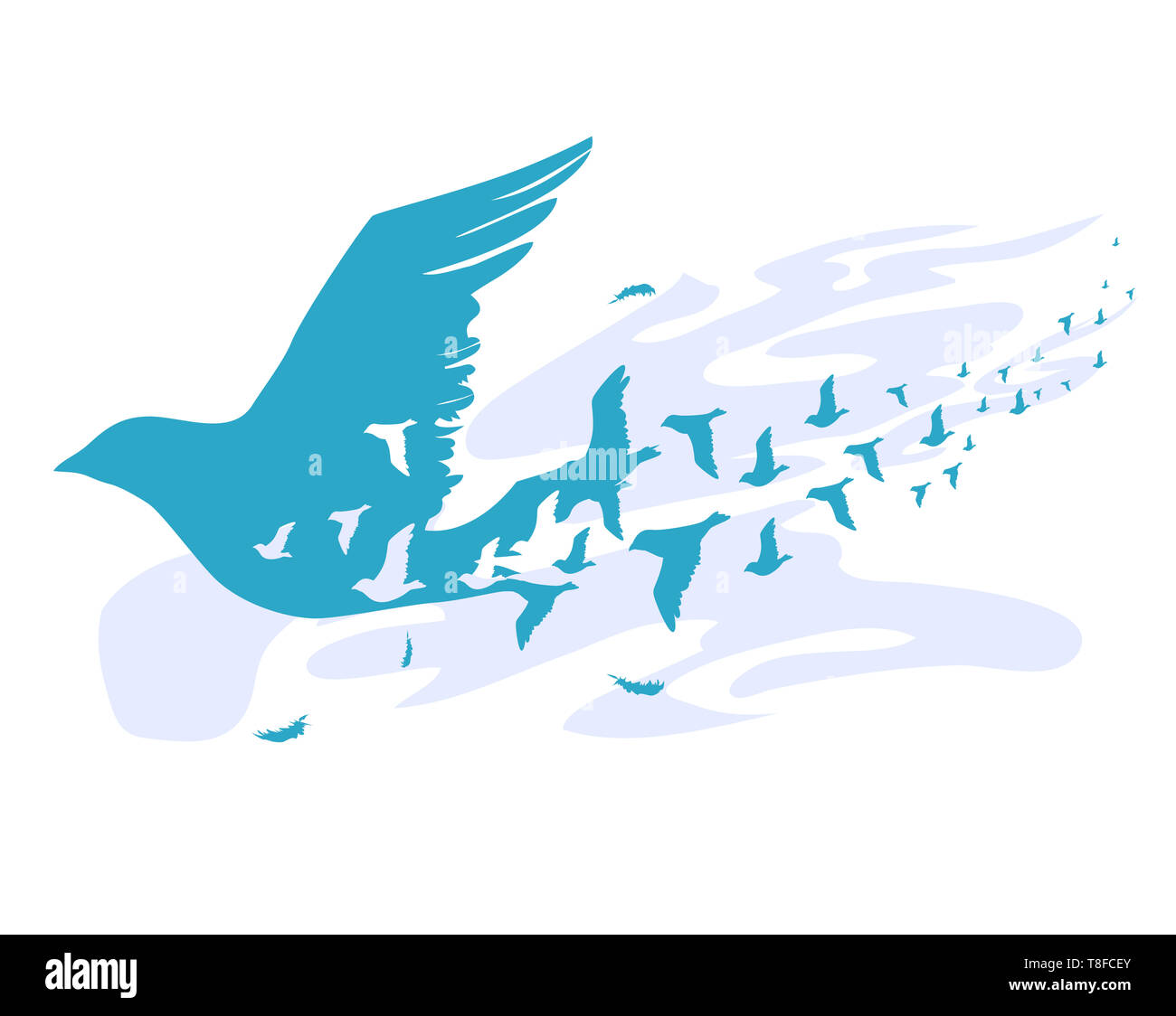 Blue Bird Flying Silhouette