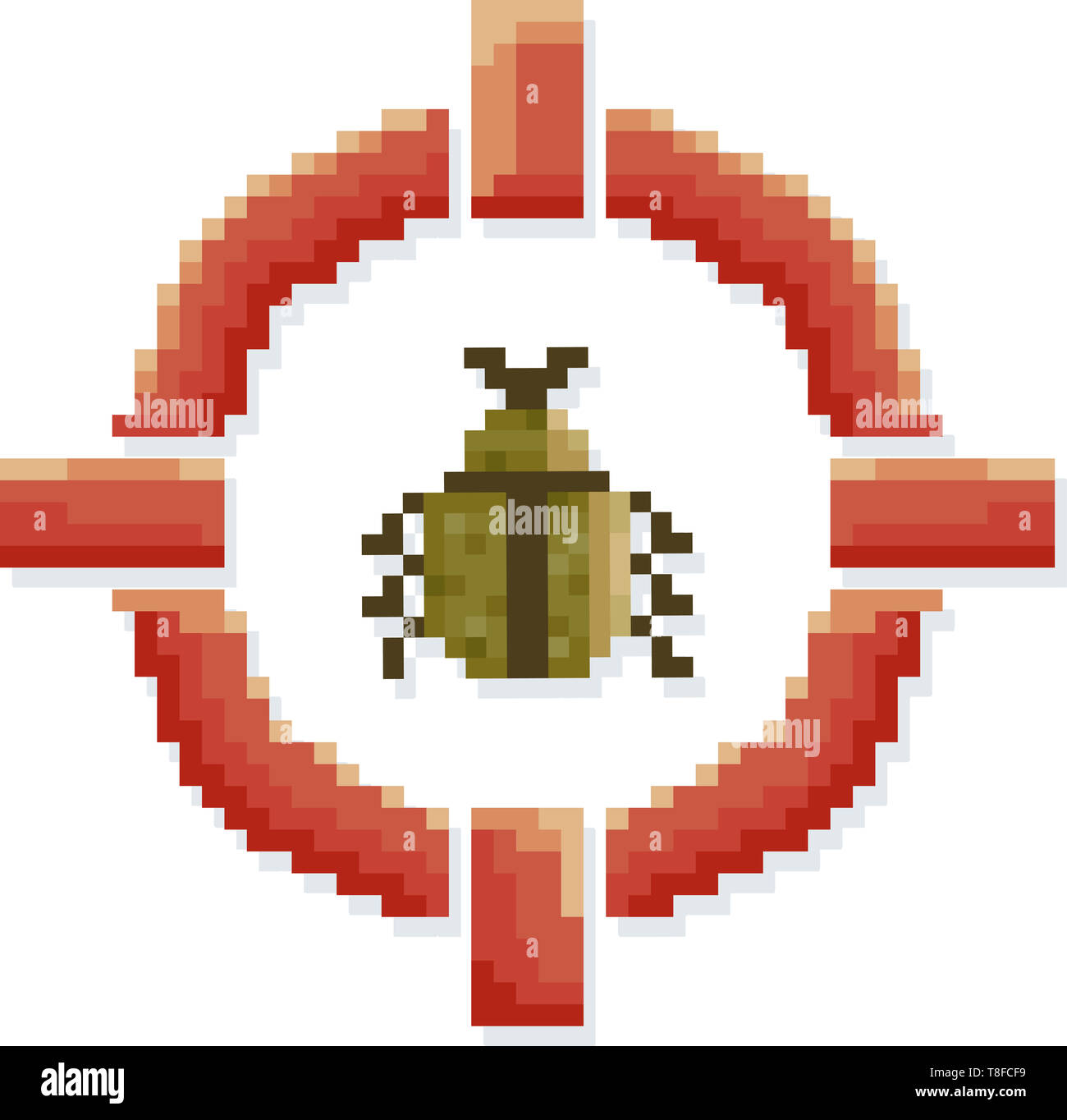 Illustration of a Pixel Art Bug with Target Symbol for Bug Control and ...