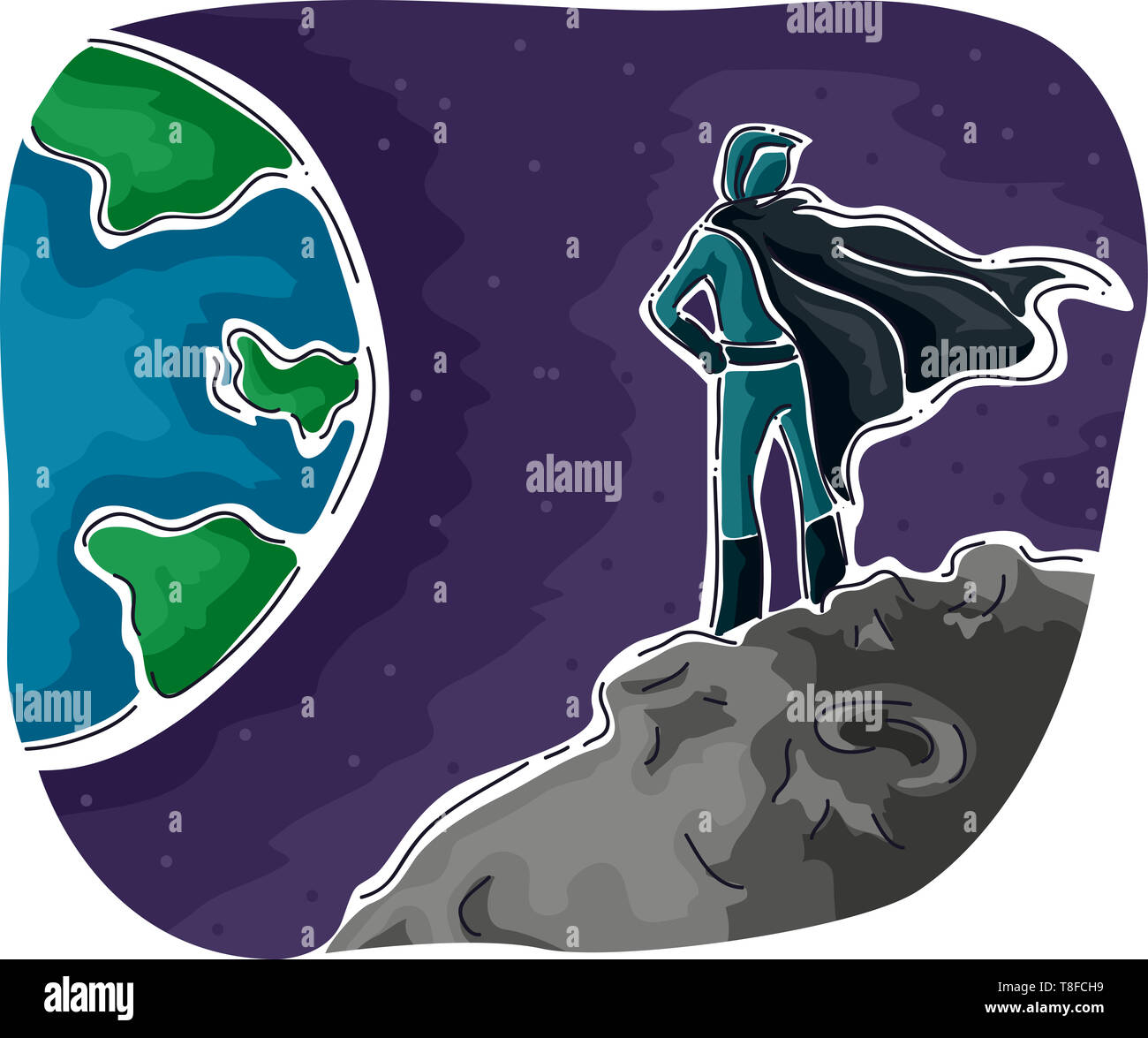 Illustration of a Man Wearing Hero Costume with Cape Standing on the ...
