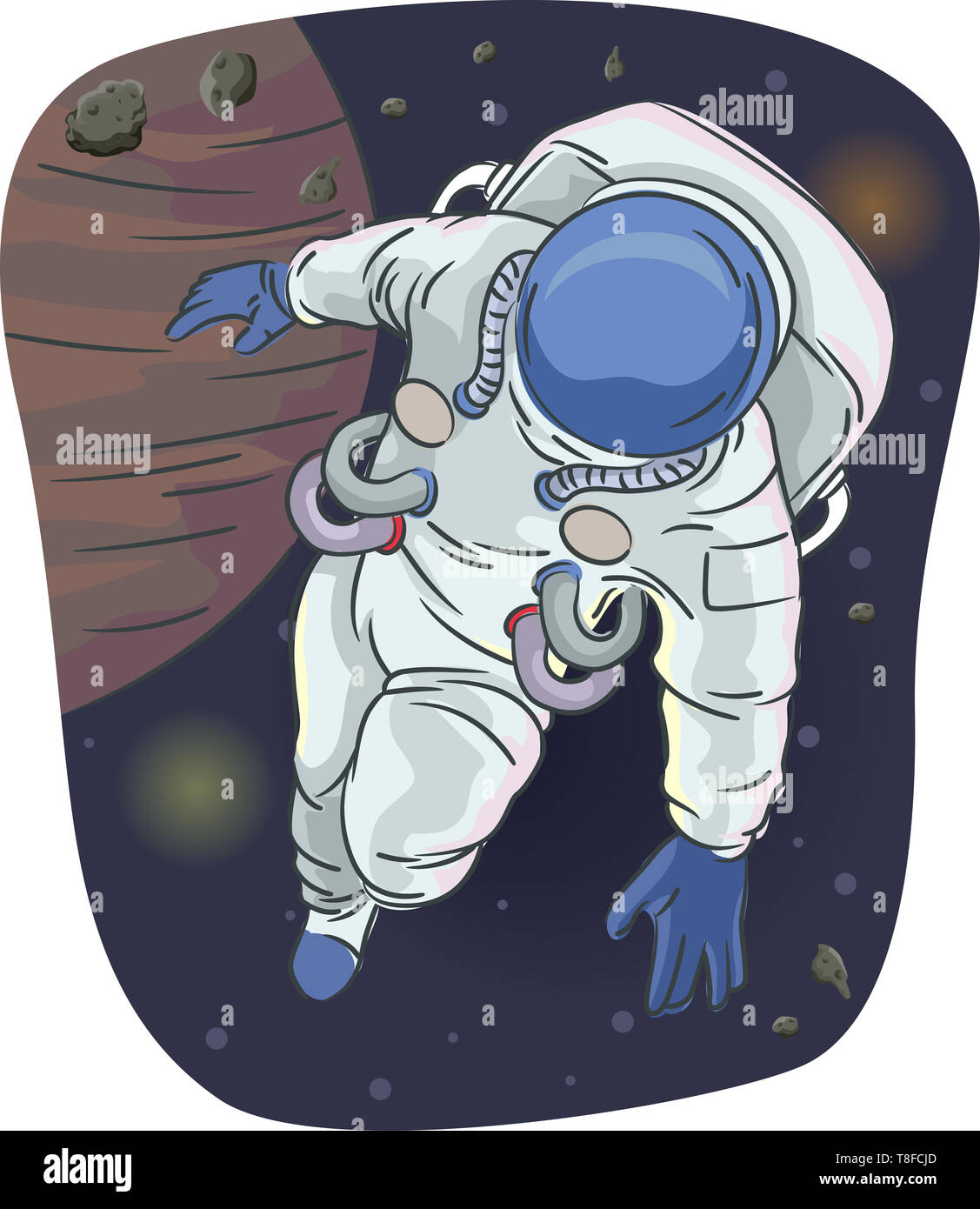 Astronaut Floating Drawing