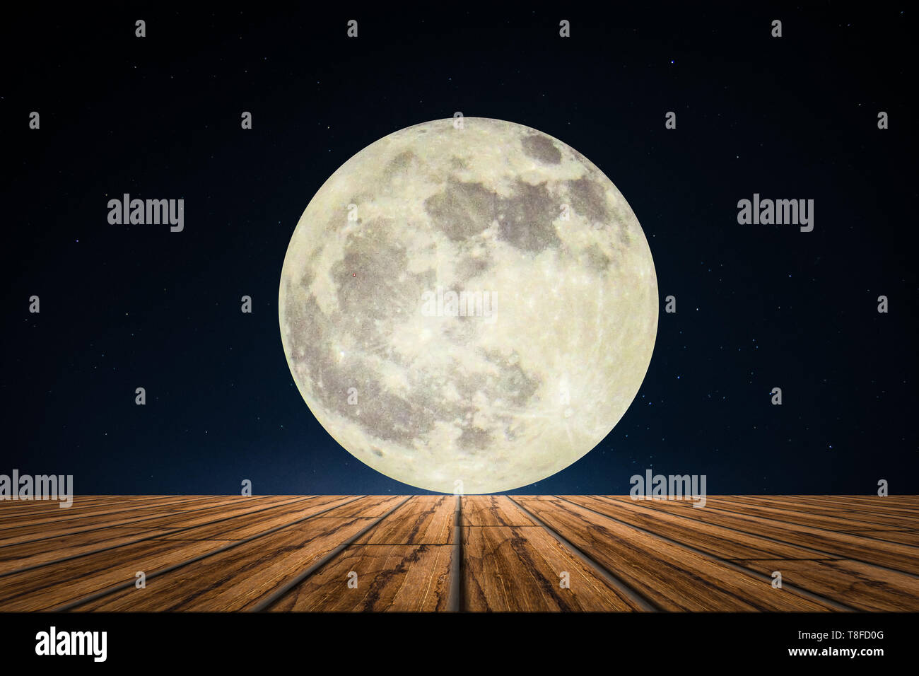 Wood floor and natural scenery Stock Photo - Alamy