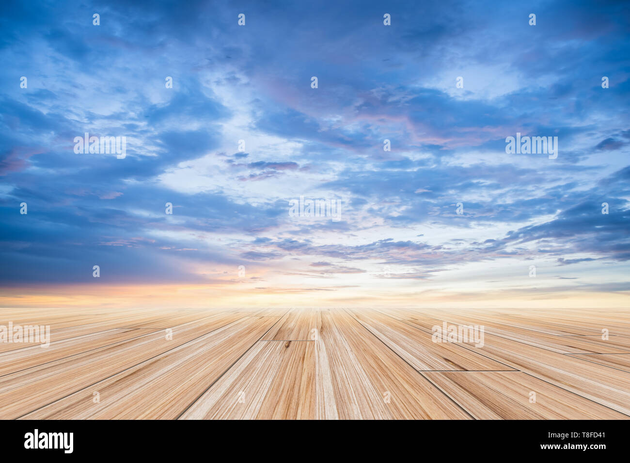 Wood floor and natural scenery Stock Photo - Alamy