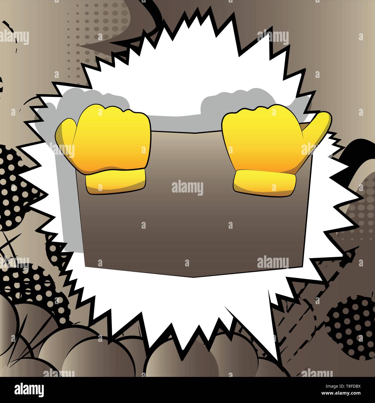 Vector cartoon hand holding a book, hiding behind it. Illustrated hand ...