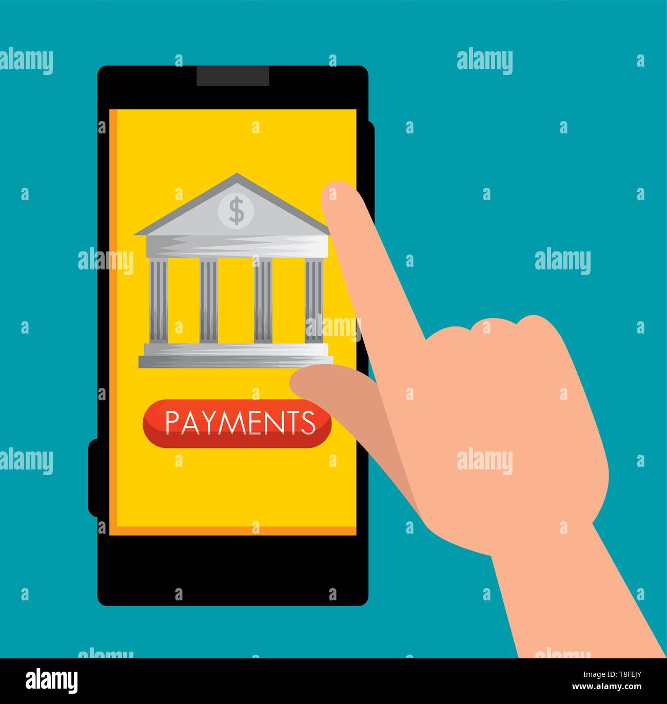 hand with smartphone transaction technology to digital banking Stock ...