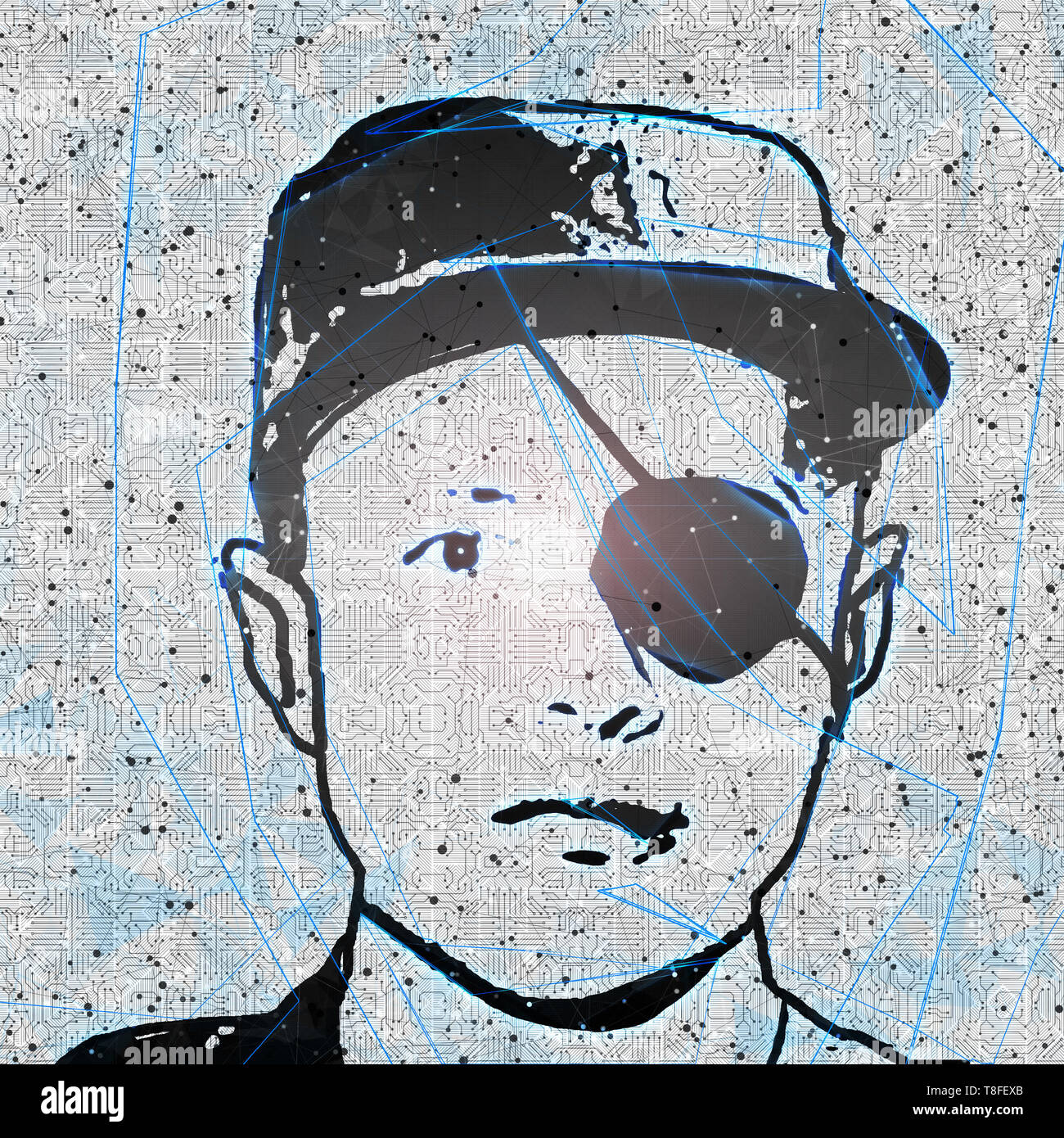 Digitally enhanced image of Moshe Dayan (20 May 1915 – 16 October 1981 ...