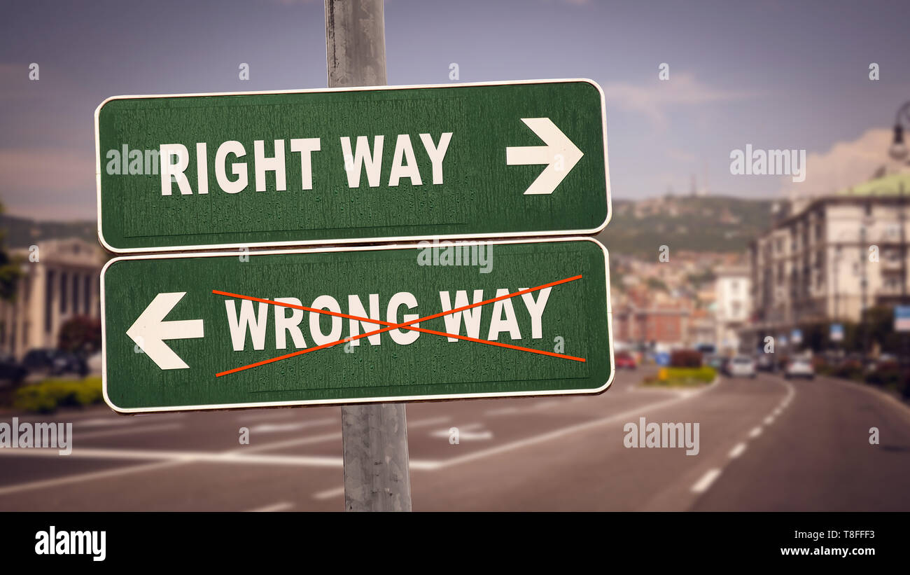 Street Sign RIGHT WAY versus WRONG WAY Stock Photo - Alamy
