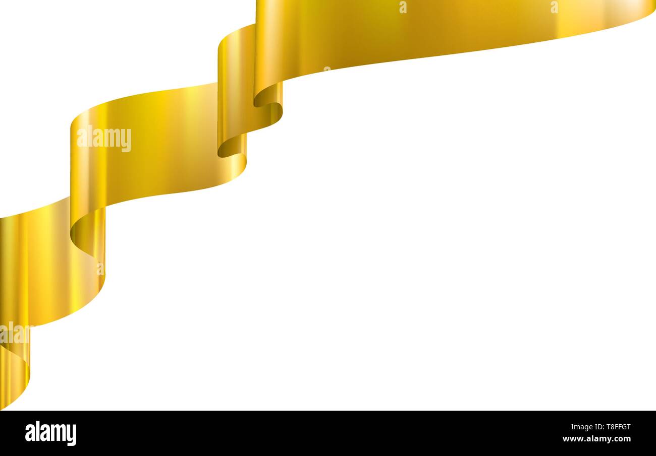 golden ribbon on white background. Vector illustration Stock Vector ...