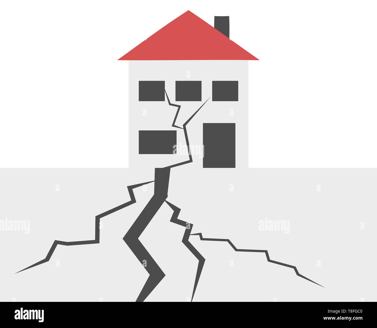 Illustration of house and earthquake Stock Photo - Alamy