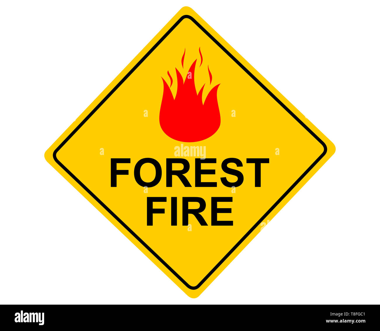 Traffic sign Forest Fire on white Stock Photo - Alamy