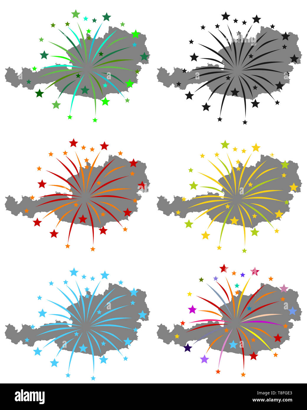 Maps of Austria with fireworks Stock Photo - Alamy