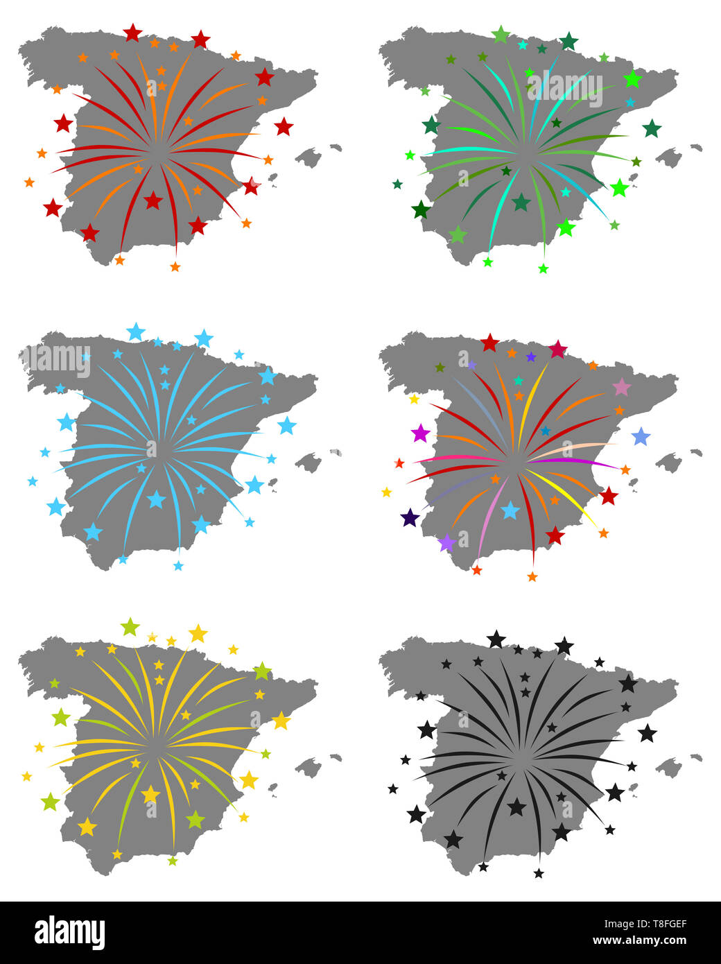 Maps of Spain with fireworks Stock Photo - Alamy