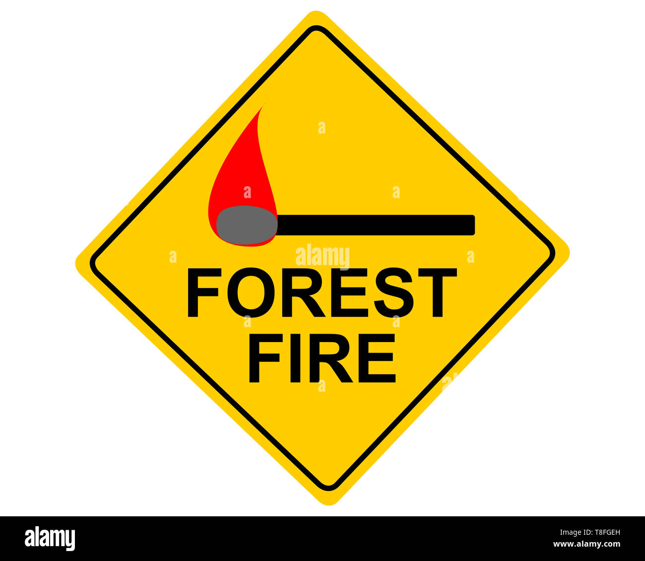 Traffic sign Forest Fire on white Stock Photo - Alamy