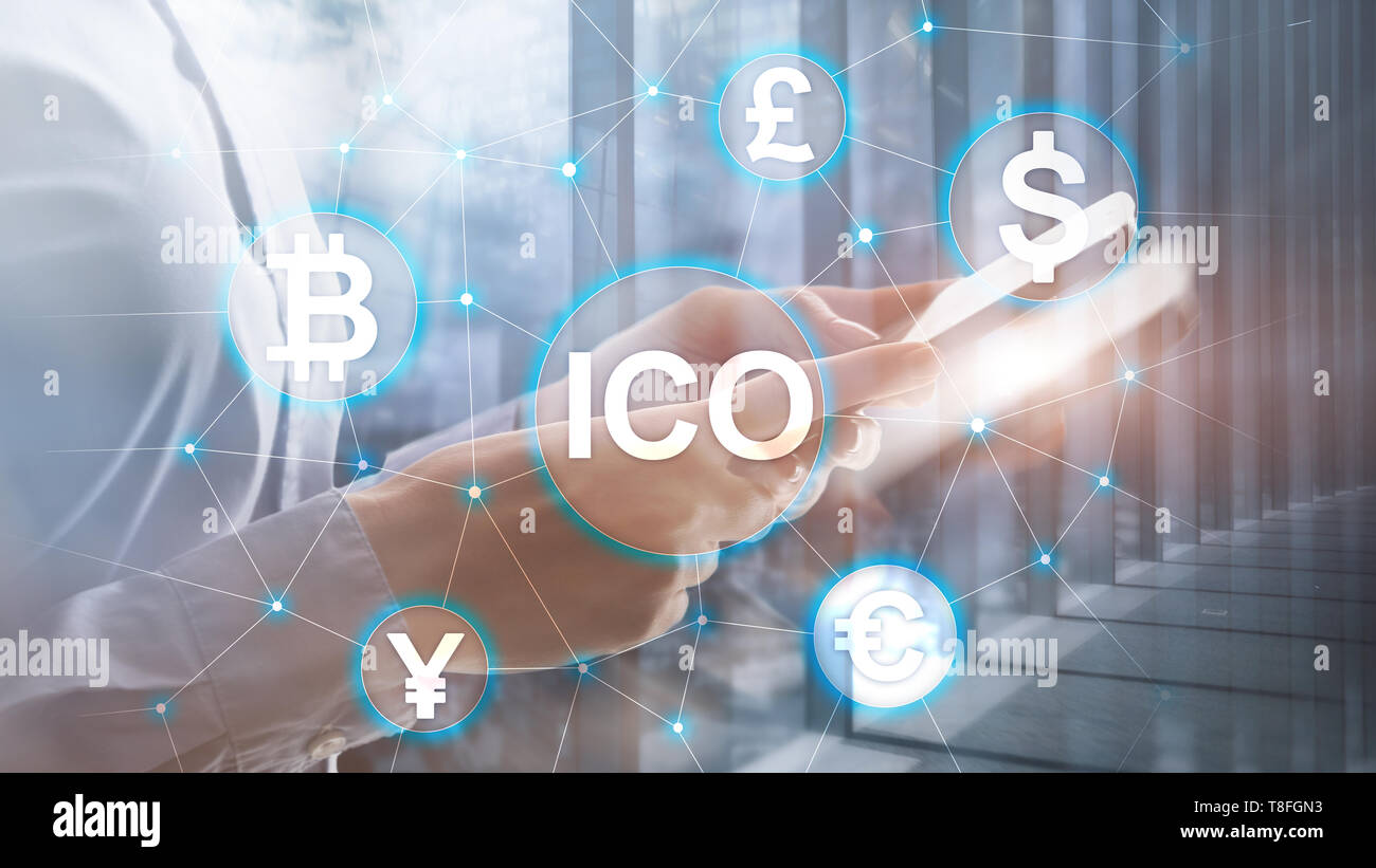 ICO - Initial coin offering, Blockchain and cryptocurrency concept on ...