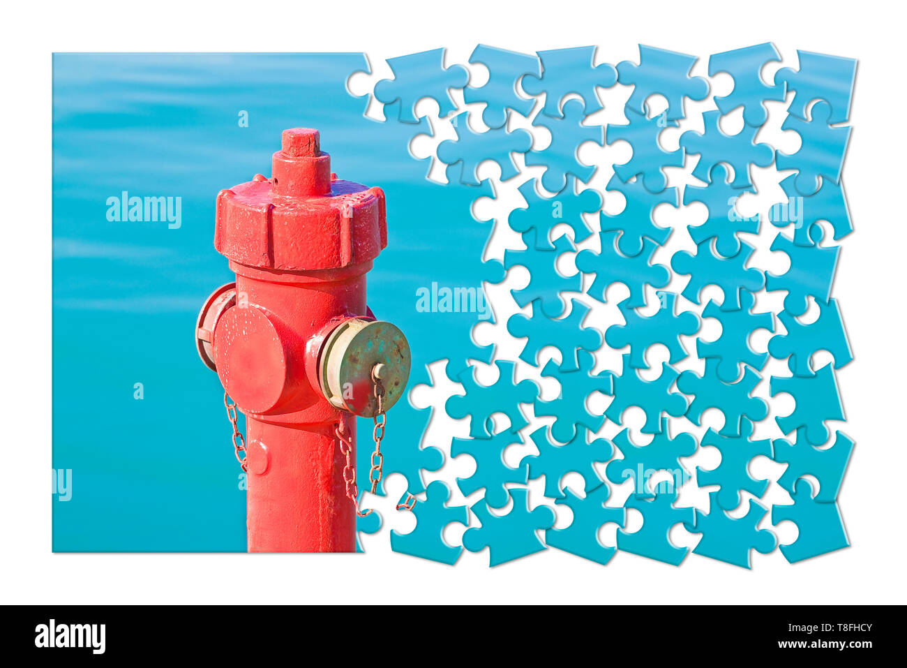 Manage your fire prevention plan - Red fire hydrant against a water ...
