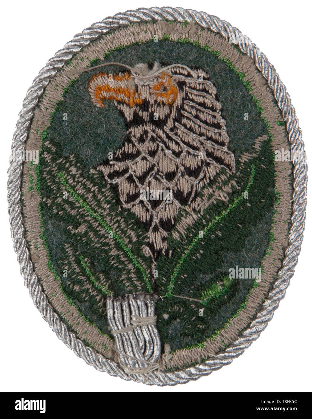 A Sniper's Badge 2nd Class Field-grey cloth oval with multi-colour ...