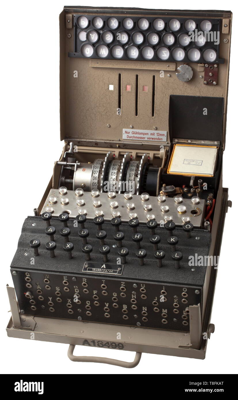 A German cypher machine "Enigma" of the Wehrmacht with three rotors ...