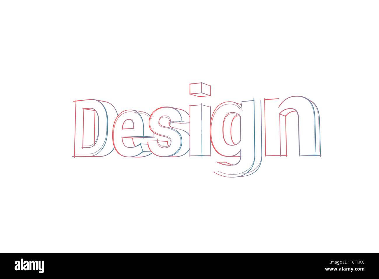 Design - 3D - Three Dimensional Text. Words with colored lines tilde ...