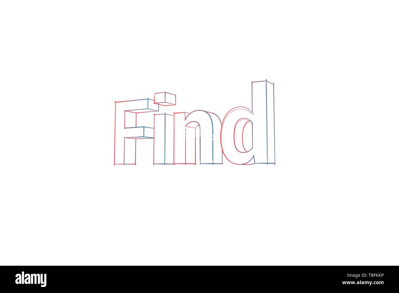 Find - 3D - Three Dimensional Text. Words with colored lines tilde and ...