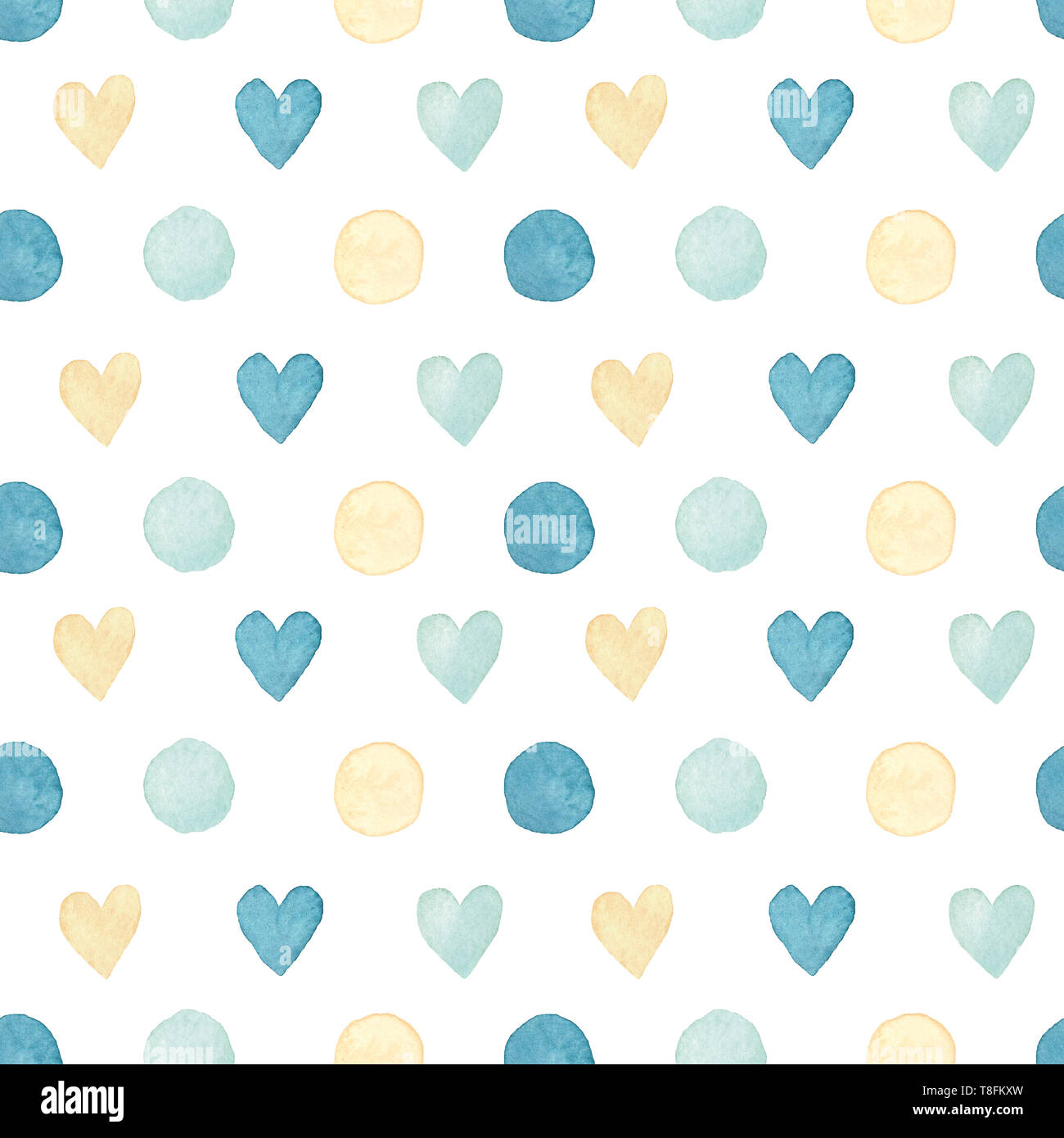 watercolor simple seamless background with polka dots and hearts in ...