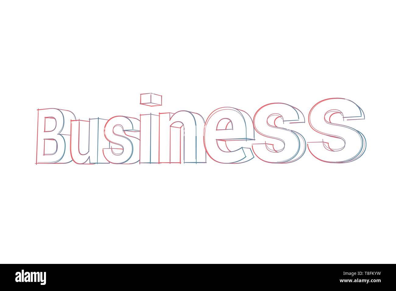 Business - 3D - Three Dimensional Text. Words with colored lines tilde ...