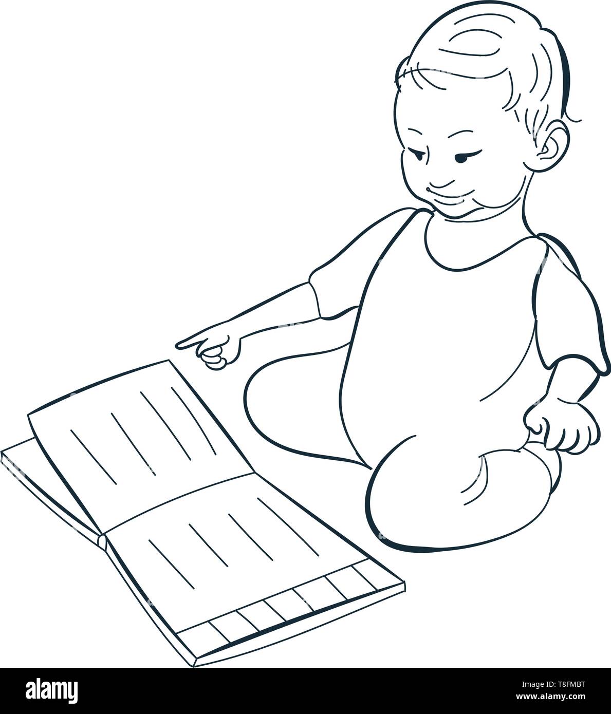 Illustration of a Baby Reading a Book Stock Vector Image & Art - Alamy