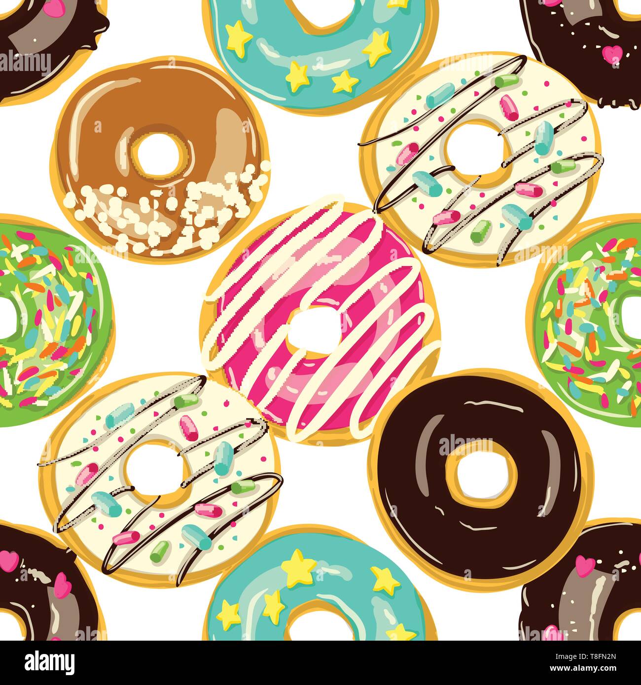 Glazed Donuts seamless pattern. Bakery Vector illustration Stock Vector ...