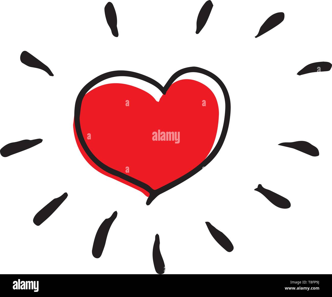 Creative vector hand drawn heart illustration in childish style Stock ...