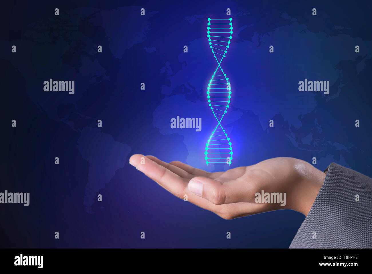 dna vector blue line Blue background Stock Photo - Alamy