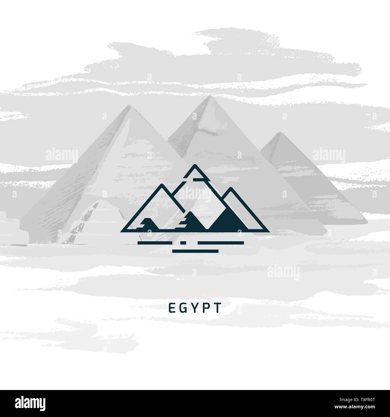 Vector icon of the most famous symbol of Egypt - the pyramid. Egyptian pyramids icon isolated on ...