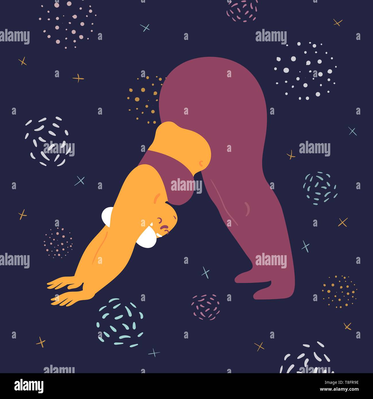 Body positive woman is stretching in the space Stock Vector Image & Art ...