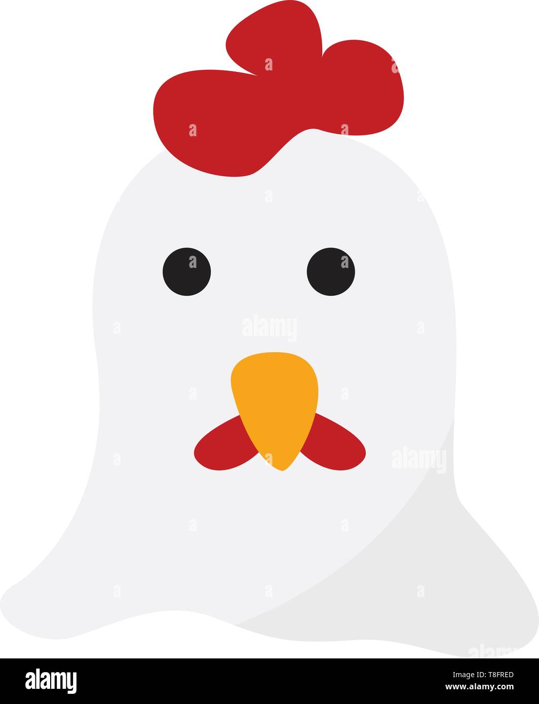 Cartoon picture of the face of a cute white rooster with a red crown ...