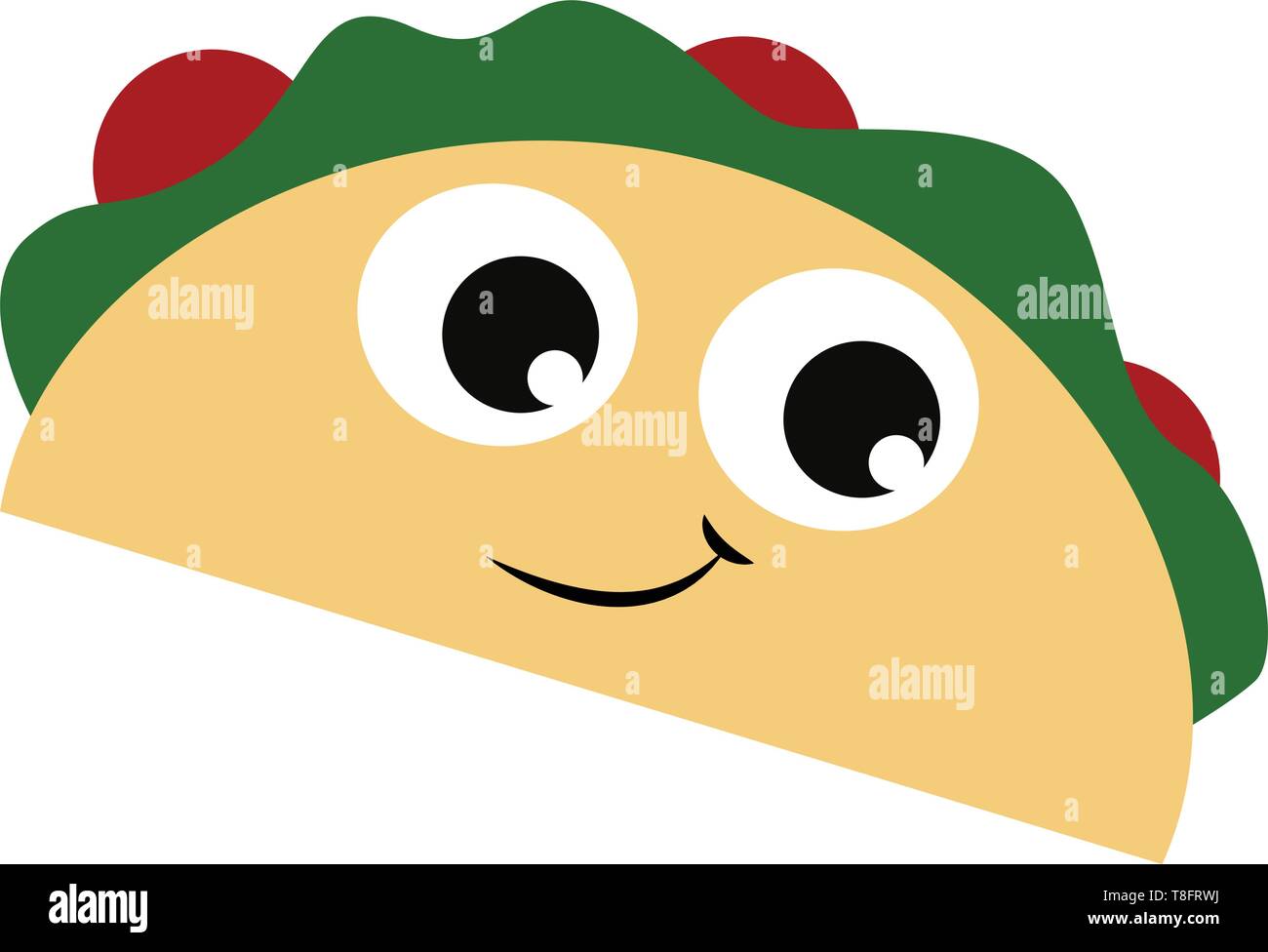 Emoji of the colorful taco has a cute little face with eyes rolled ...