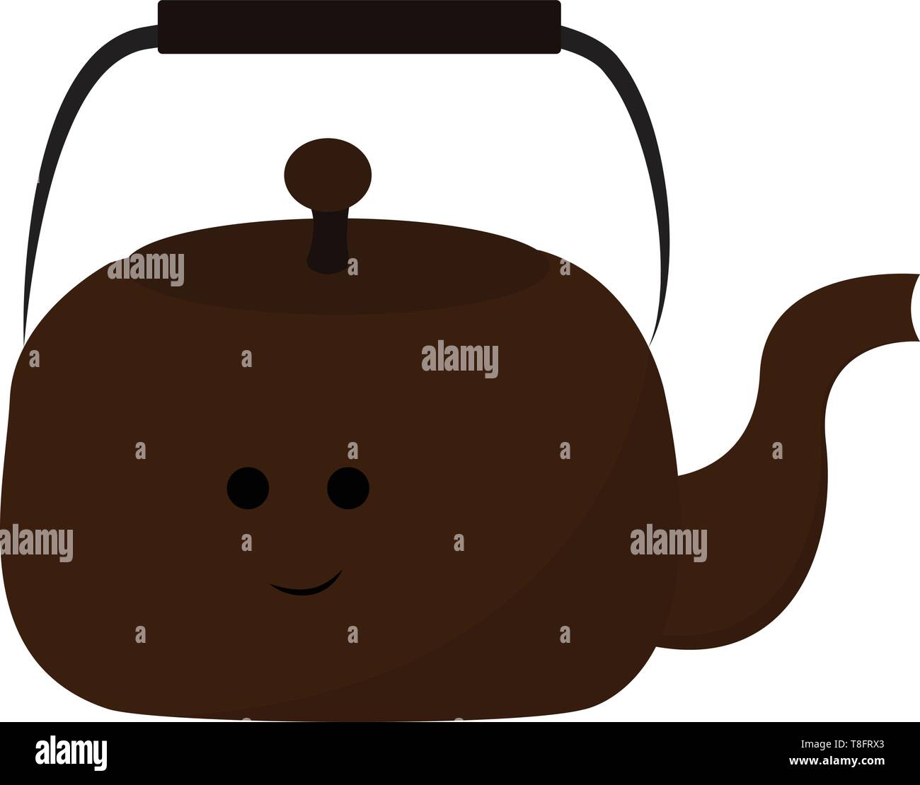 Emoji of a brown teapot equipped with a lid, a spout, a handle to carry ...