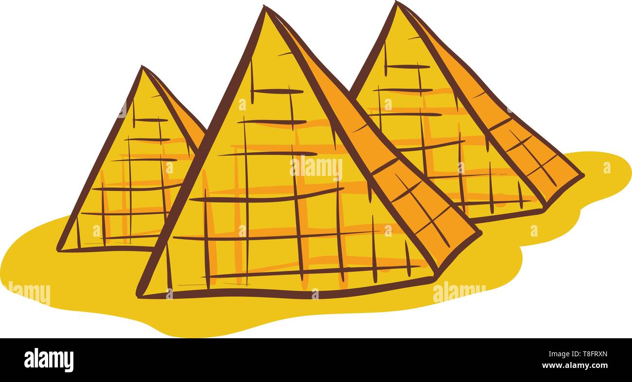 The drawing of three yellow pyramids whose outer surfaces are ...