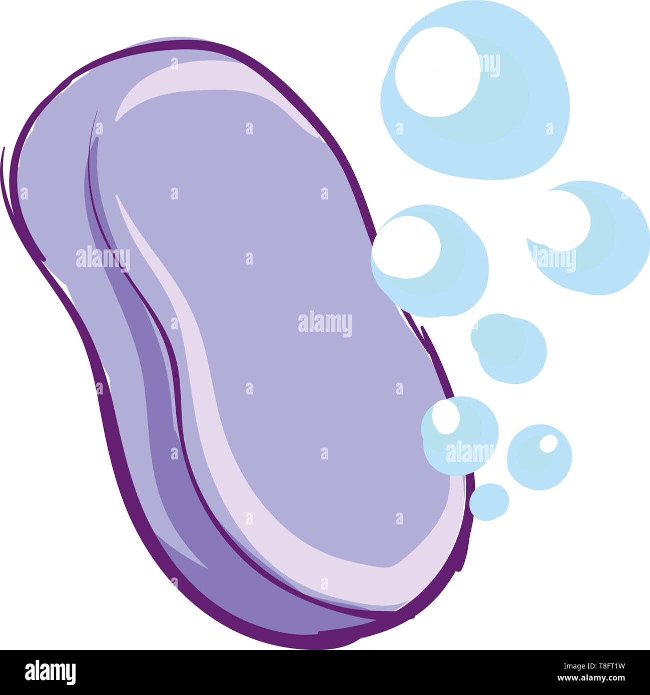 Sketch A violet soap set isolated on white background with few blue ...