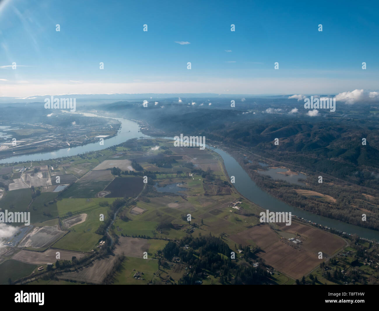 Aerial View of Various Rivers in the Portland Area From Airplane Stock ...