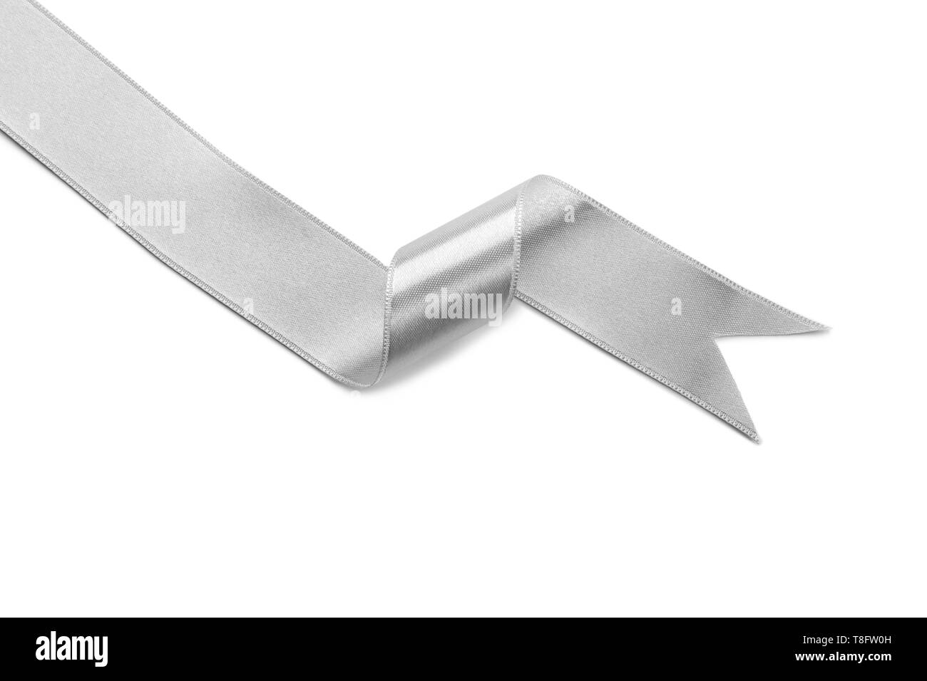 Silver ribbon on white background Stock Photo - Alamy