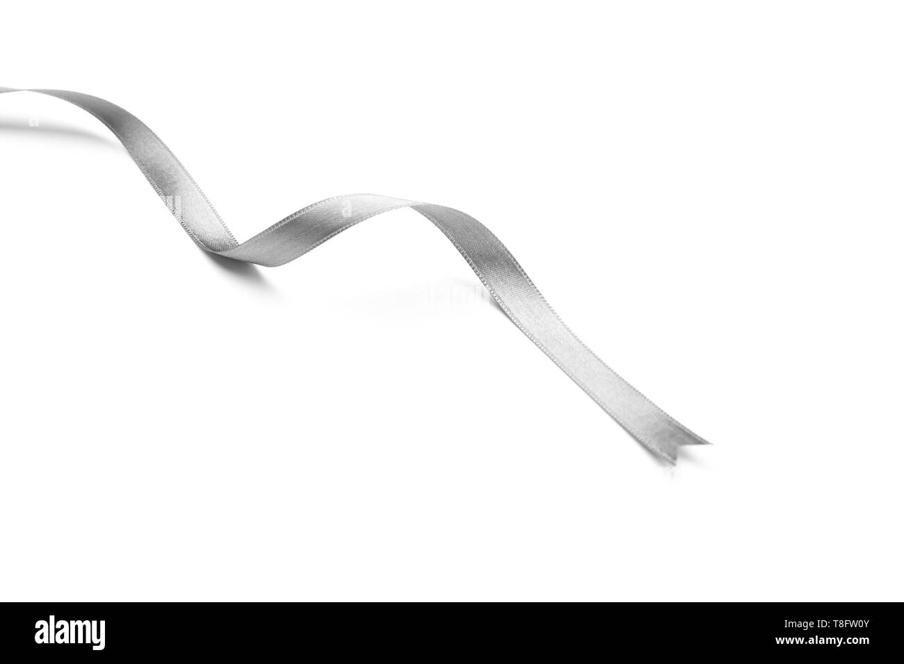 Silver ribbon on white background Stock Photo - Alamy