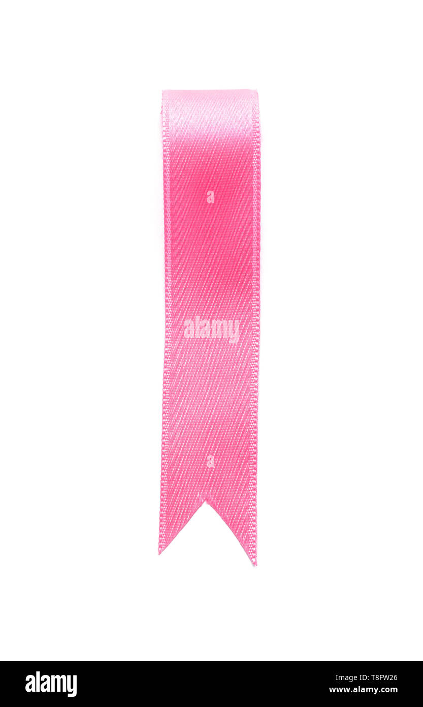 Pink satin ribbon on white background Stock Photo - Alamy