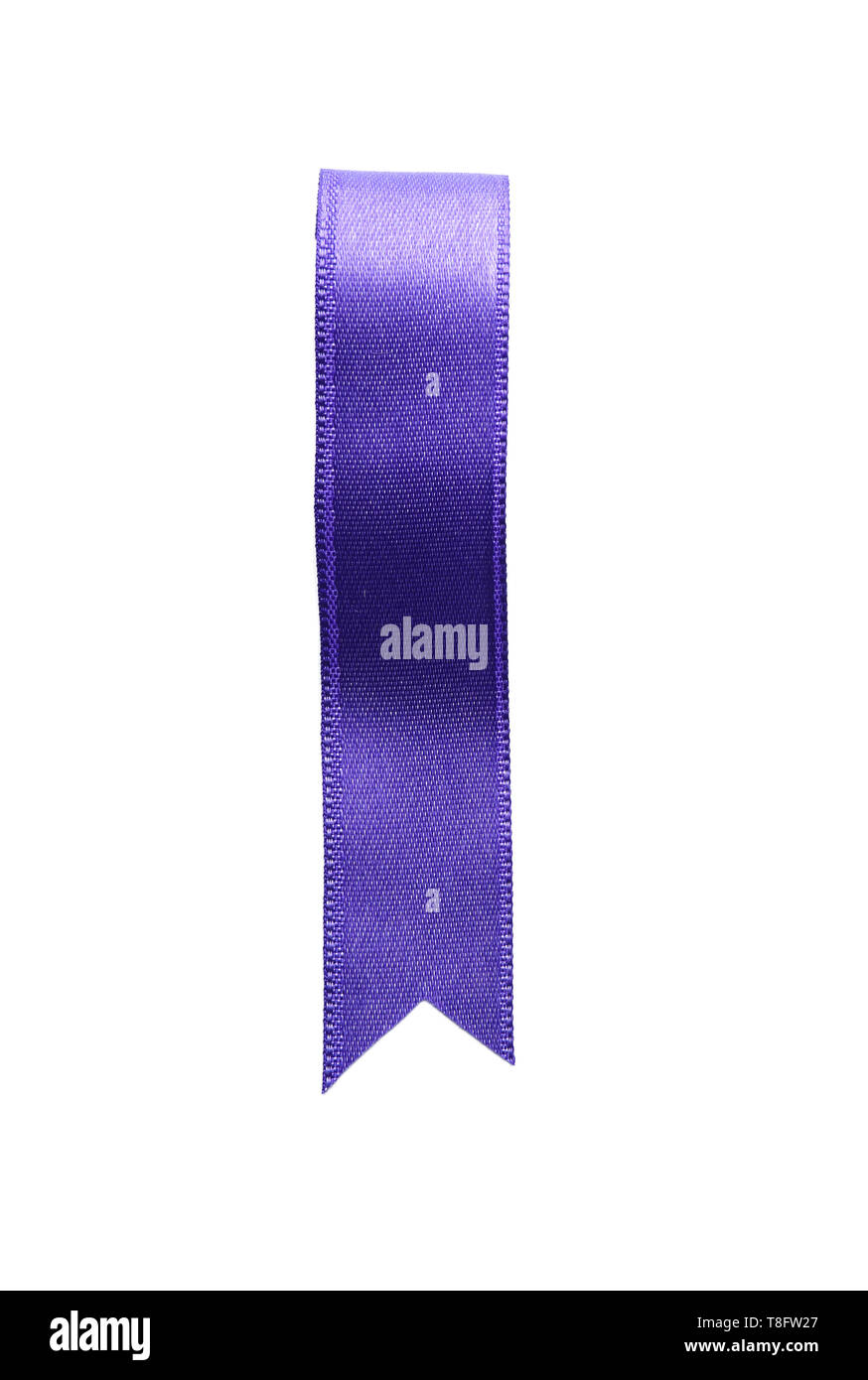 Violet satin ribbon on white background Stock Photo - Alamy