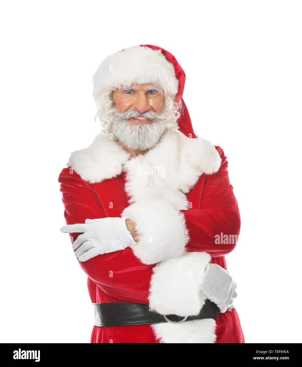 Portrait of Santa Claus on white background Stock Photo - Alamy