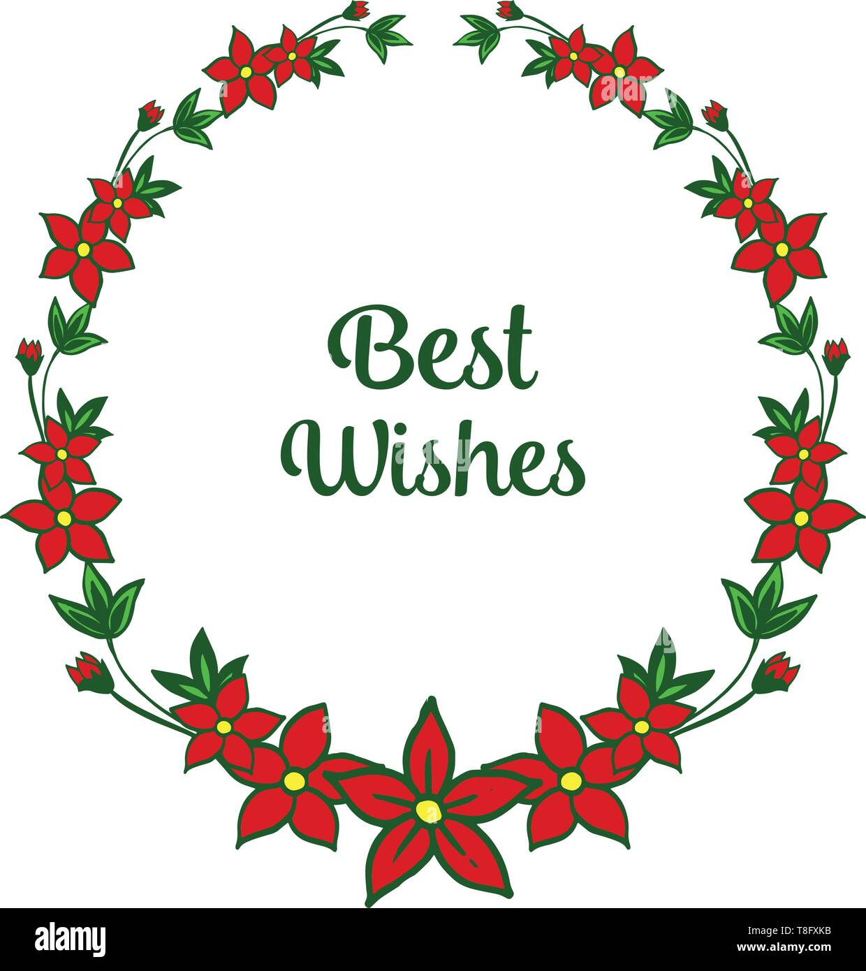 Vector illustration template best wishes for ornate of red wreath ...