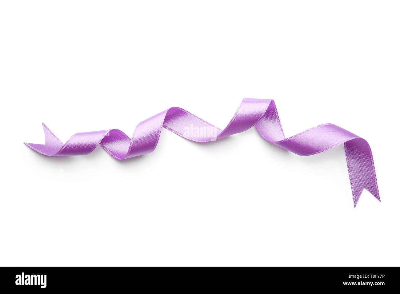 Lilac ribbon on white background Stock Photo - Alamy