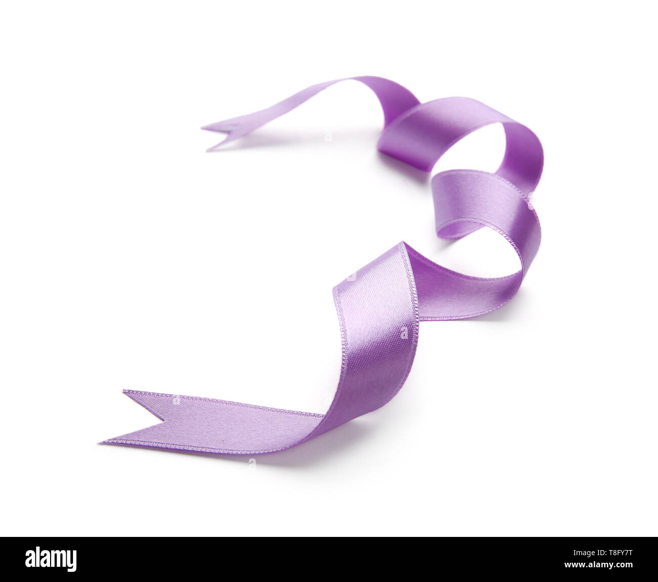 Lilac ribbon on white background Stock Photo - Alamy