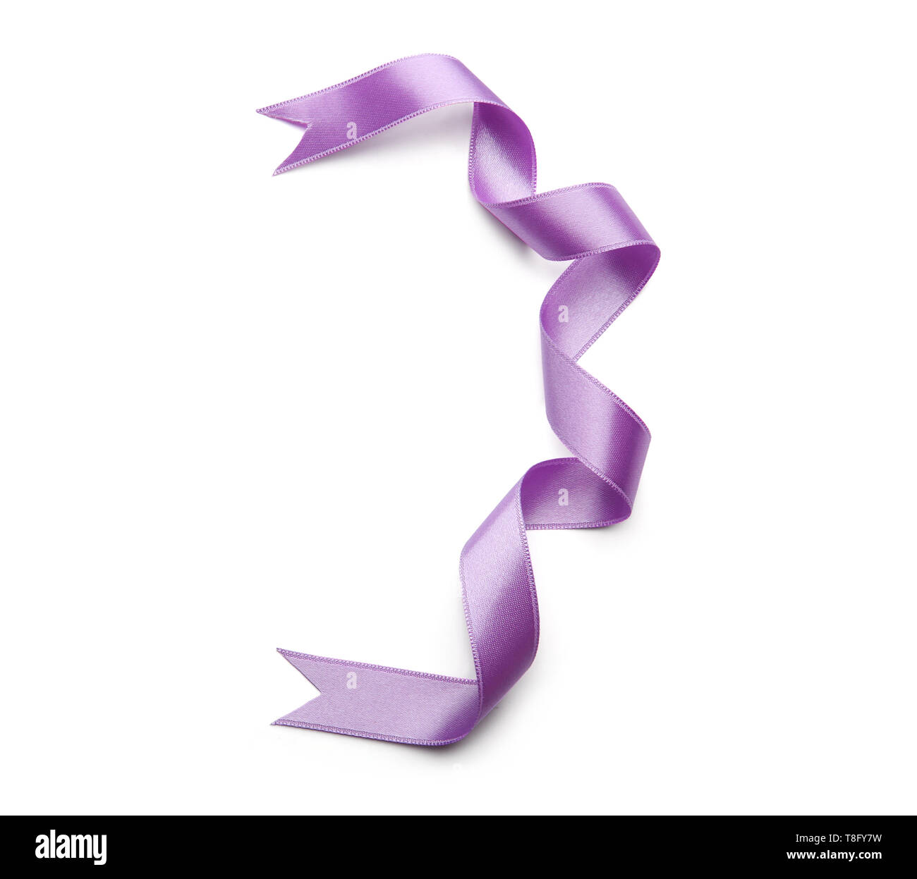 Lilac ribbon on white background Stock Photo - Alamy