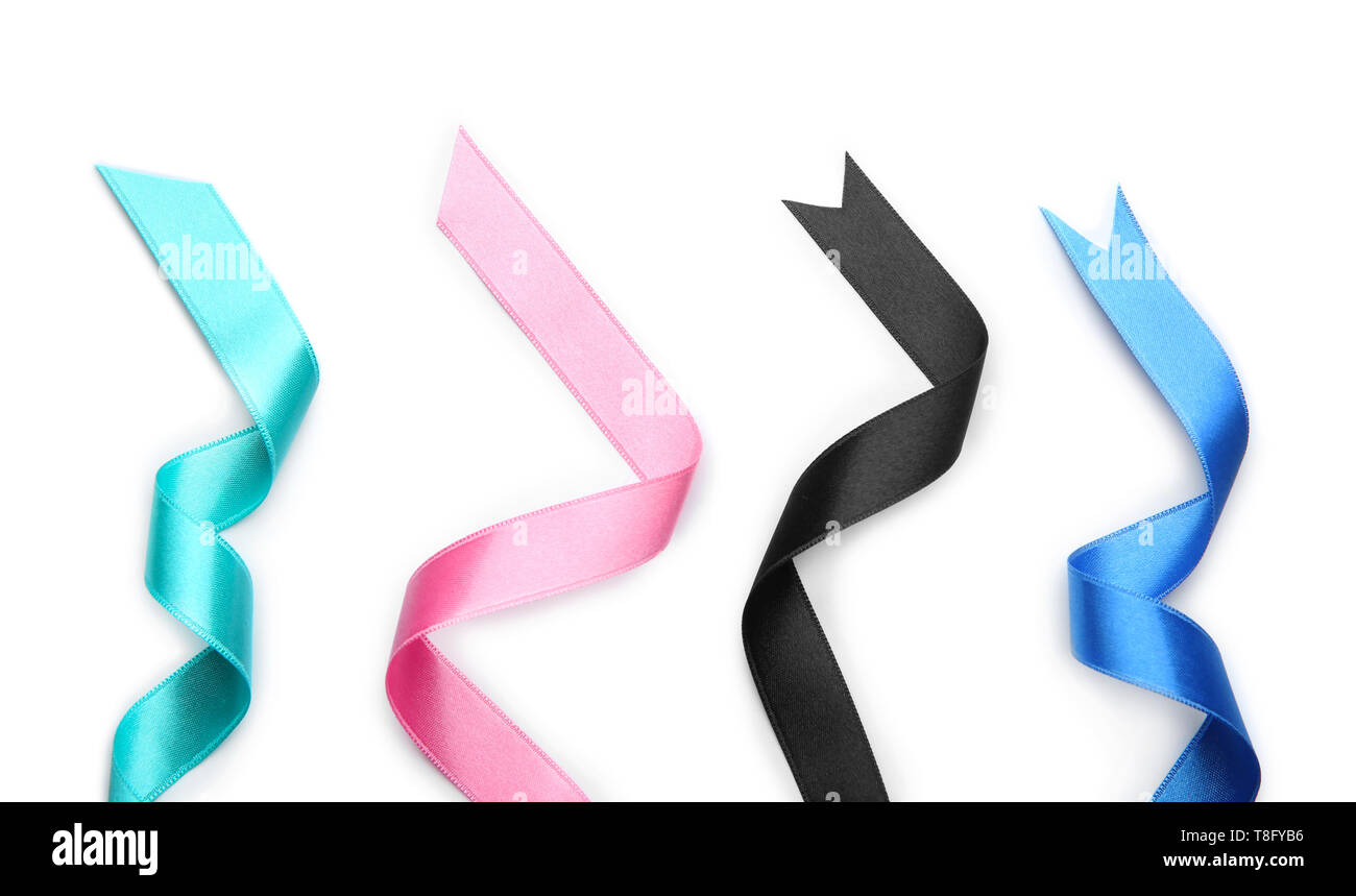 Colorful ribbons on white background Stock Photo - Alamy