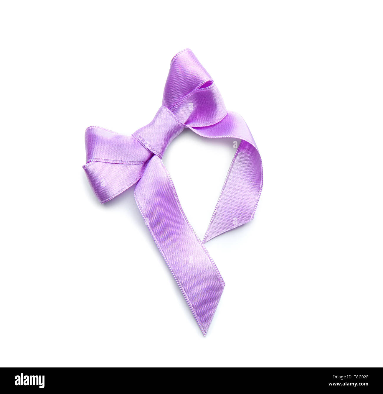 Beautiful bow made from lilac ribbon on white background Stock Photo ...